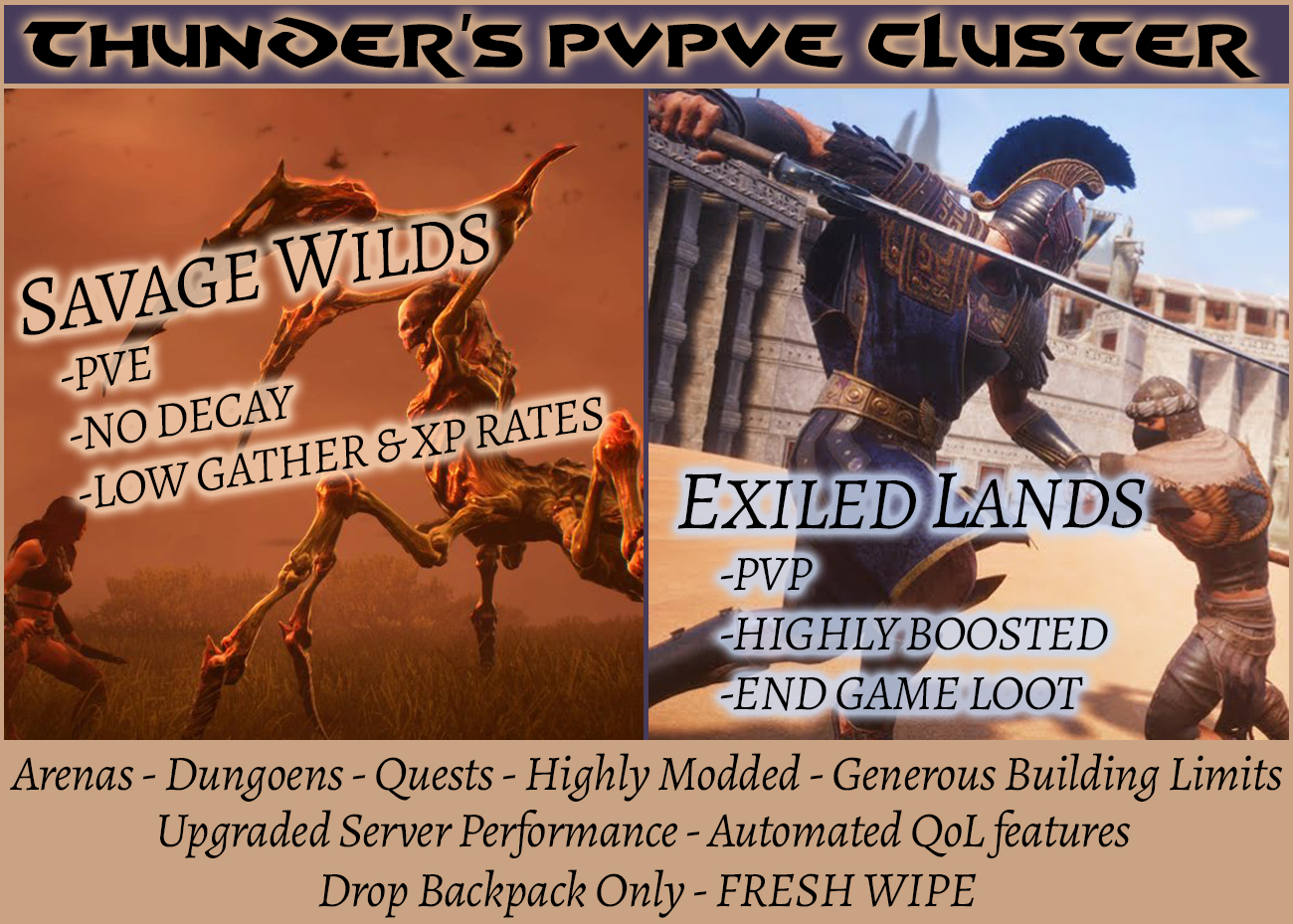 New PVPVE two map cluster (savage wilds PVE + exiled lands PVP) drop ...