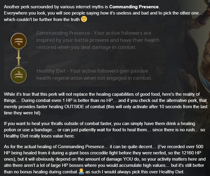 Commanding Presence vs. Healthy Diet - Updated info needed - General ...