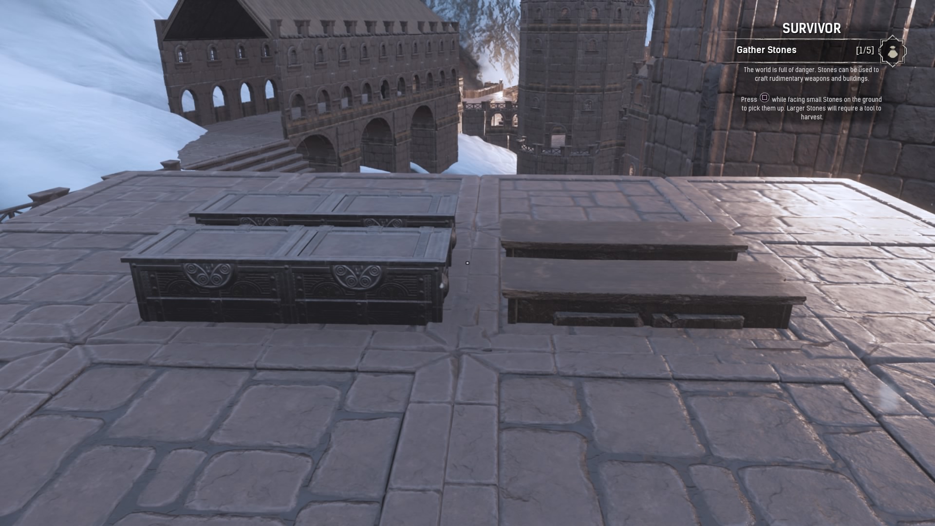 A chest which can be placed so it looks like it is half-buried ...