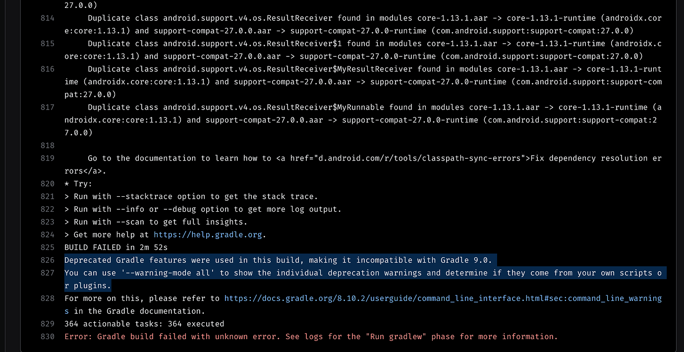 Deprecated Gradle features were used in this build, making it incompatible with Gradle 9.0. You ...