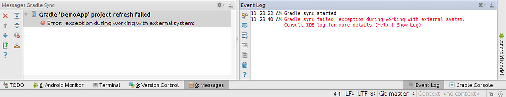 Error:exception during working with external system - Help/Discuss ... Error:exception during working with external system - Help/Discuss ...