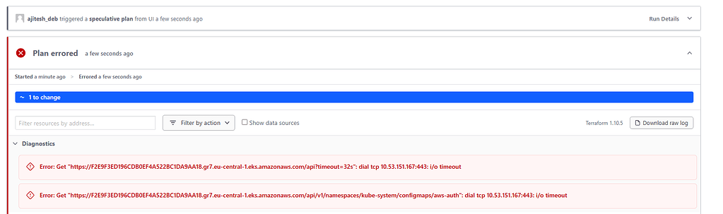 Getting 504 while connecting the EKS cluster from the Terraform Cloud - AWS - HashiCorp Discuss