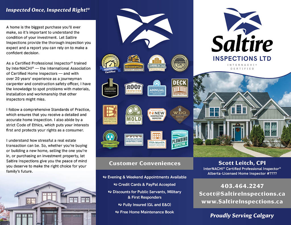 New FREE Brochure & Business Card Design for Saltire Inspections LTD ...