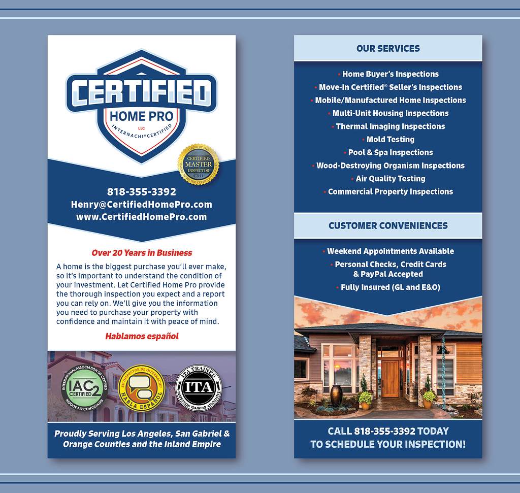New *FREE* Rack Card Design for Certified Home Pro LLC! - InterNACHI®️ ...