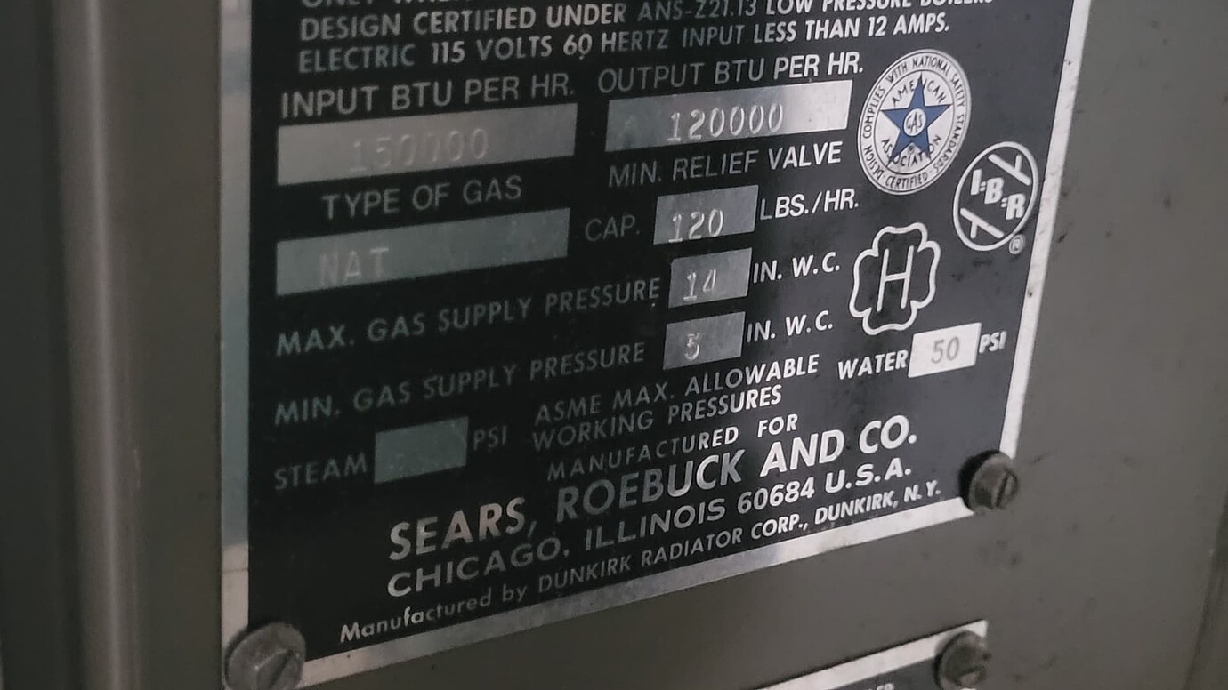 Sear/Dunkirk Boiler Age - Inspecting HVAC Systems - InterNACHI®️ Forum
