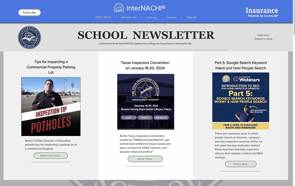 Enjoy reading the latest inspection news from our home inspector ... Enjoy reading the latest inspection news from our home inspector ...