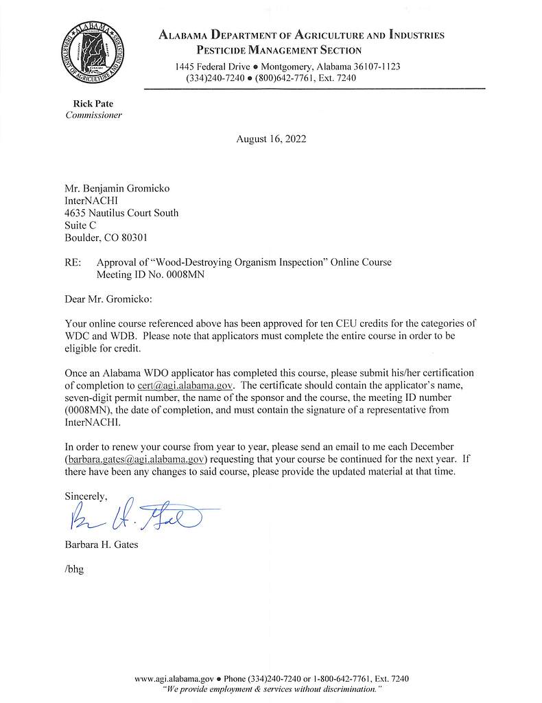 Alabama Department of Agriculture and Industries has approved ...