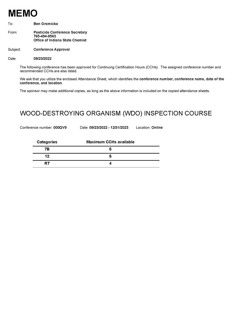 Office of Indiana State Chemist has renewed InterNACHI's Wood ...