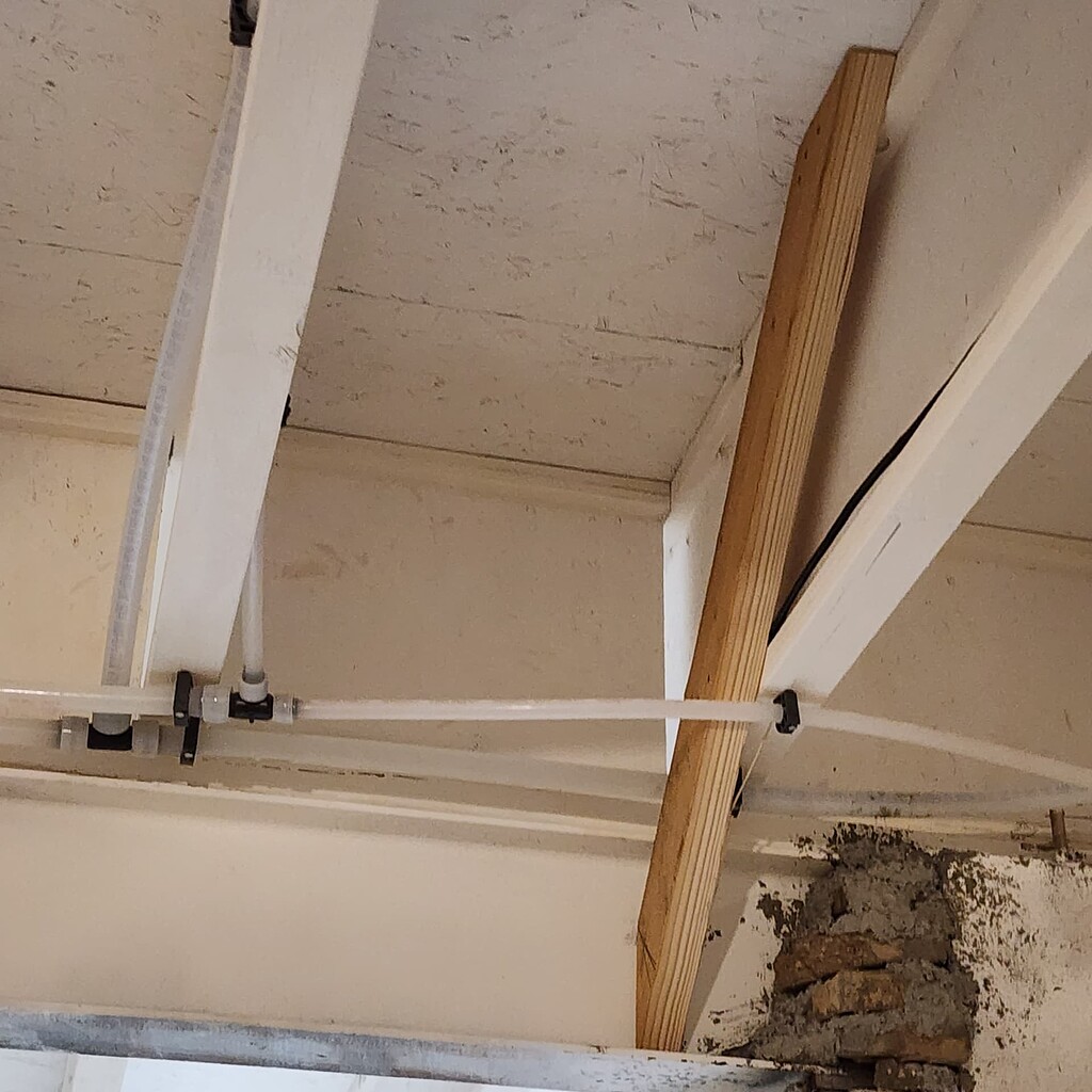 Roll blocks and concrete blobs on girders for new construction ...