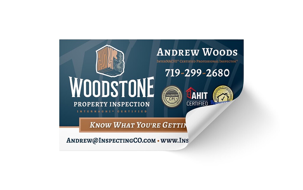 *FREE DESIGN* for Woodstone Property Inspection's Business Card Sticker ...