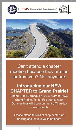 New chapter in Texas: - Texas/TPREIA Home Inspectors - InterNACHI®️ Forum