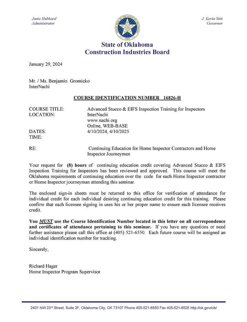 Oklahoma Construction Industries Board Renews InterNACHI's Free, Online ...