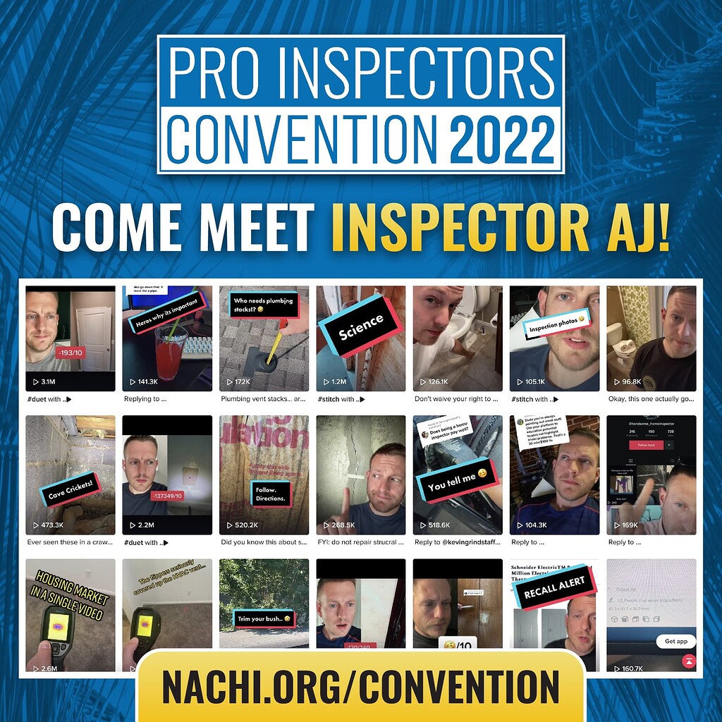 InterNACHI Inspector AJ at InterNACHI's 2022 Convention. He has 1.7 ...