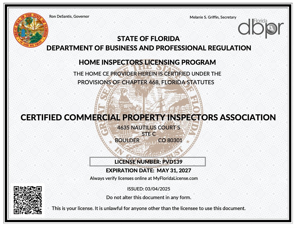 Florida DBPR Renews CCPIA's Home Inspector CE Provider License ...