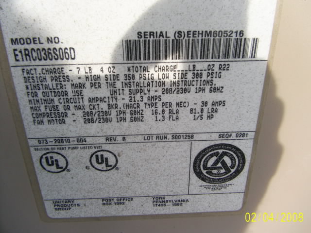 York age by serial number - Inspecting HVAC Systems - InterNACHI®️ Forum