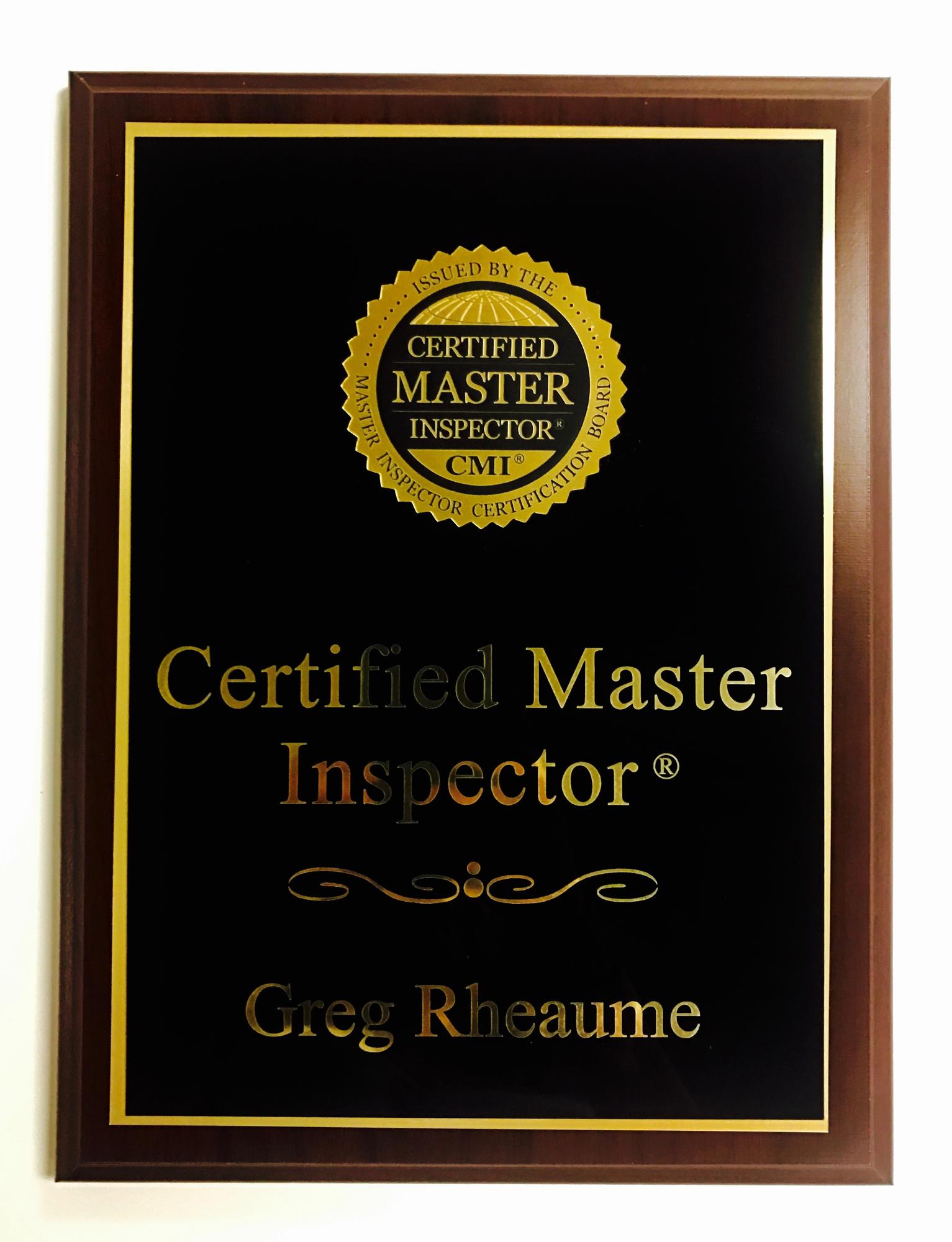 HOT PIC! Personalized CMI plaque for Greg Rheaume. - Certified Master ...