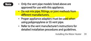Tankless exhaust pipe coupling material - Plumbing Inspections ...