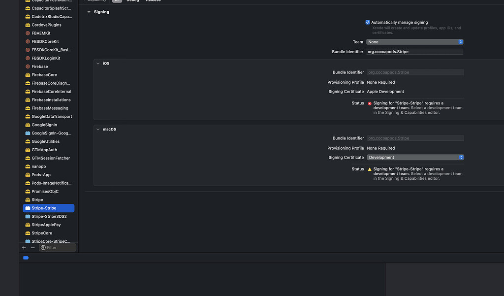 iOS build asks all the times to select a development team, how to fix? Ionic 6 - Capacitor 4 ...