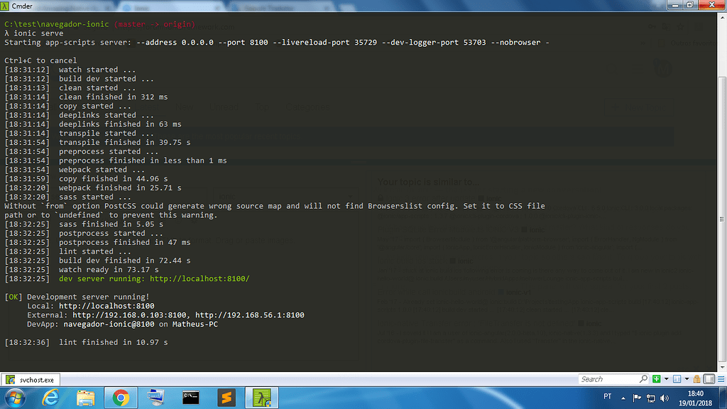 Erro ionic serve( lint finished in 10.97 s) - ionic-v3 - Ionic Forum