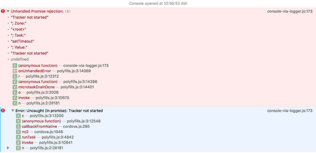 Problem tracker not started - ionic-v3 - Ionic Forum