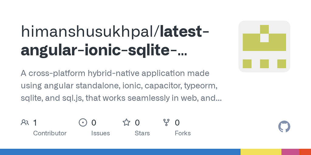 Ionic Angular Capacitor Sqlite Typeorm start app - showcase - Ionic Forum