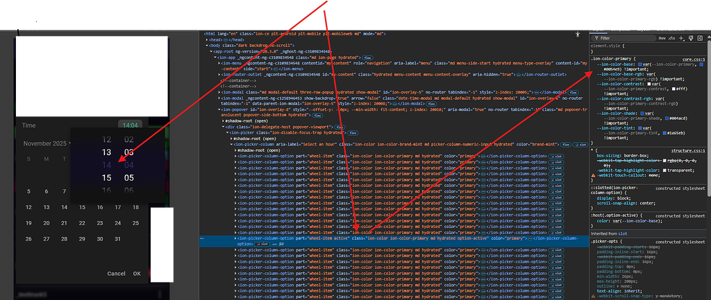 Cannot set color of active time text for ion-datetime component - Ionic Framework - Ionic Forum