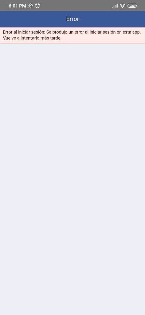 Login Error: There is an error in logging you into this application. Please try again later in ...