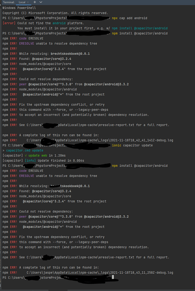 Cant Update Capacitor Core Ionic Framework Ionic Forum