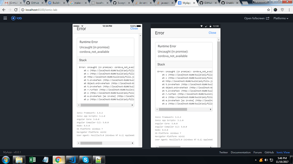 Cordova not avaliable - ionic-v3 - Ionic Forum