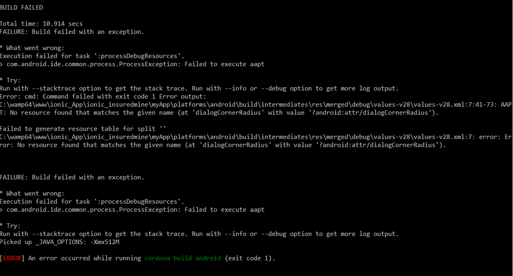 Error: No resource found that matches the given name (at 'dialogCornerRadius' with value ...