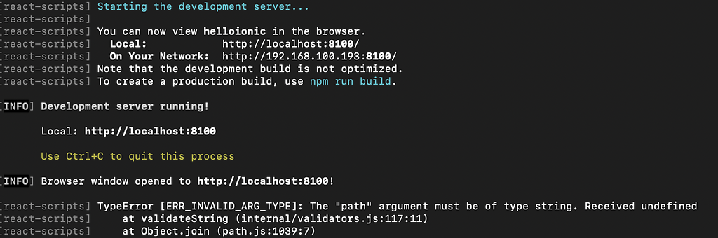 Ionic 5 React - ionic serve fails - Ionic React - Ionic Forum