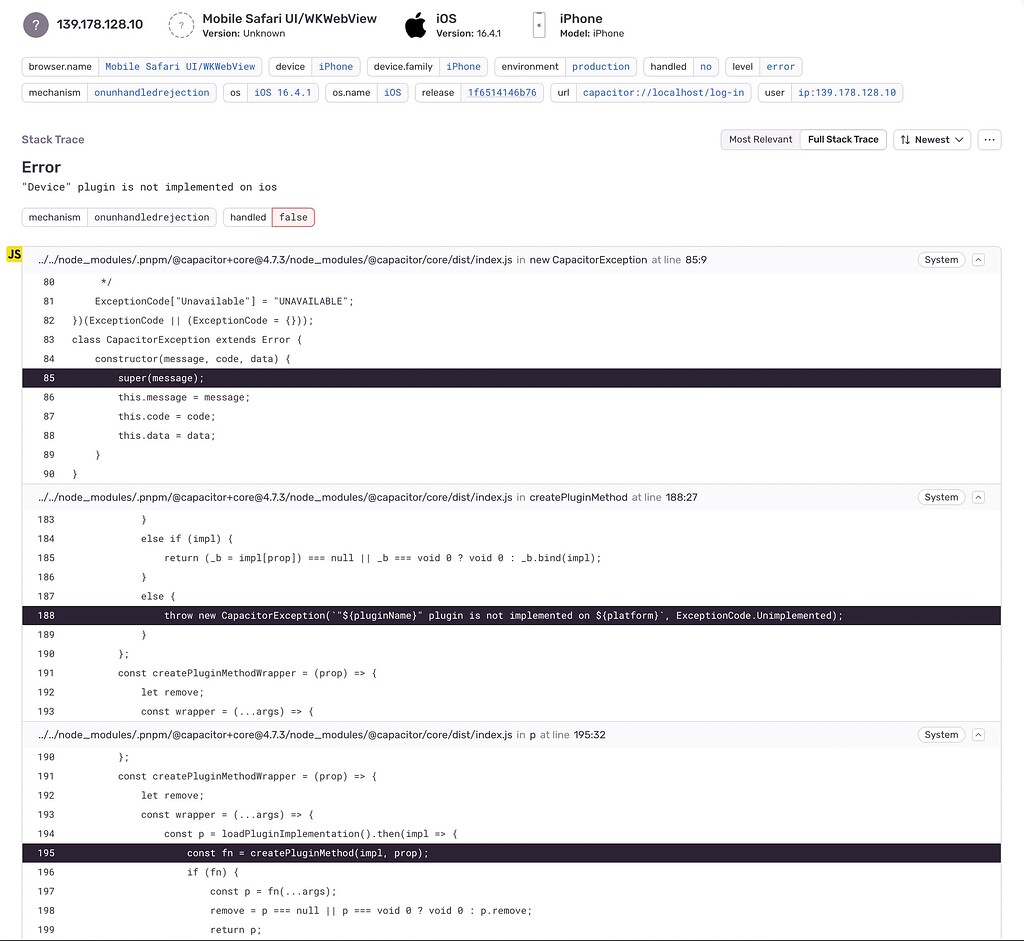 "Device" plugin is not implemented on ios - Capacitor - Ionic Forum