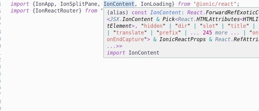 Proper API docs in tooltip in vscode - Ionic React - Ionic Forum
