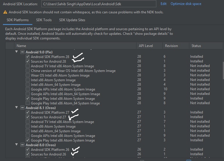 No android targets (SDKs) installed! - cordova - Ionic Forum