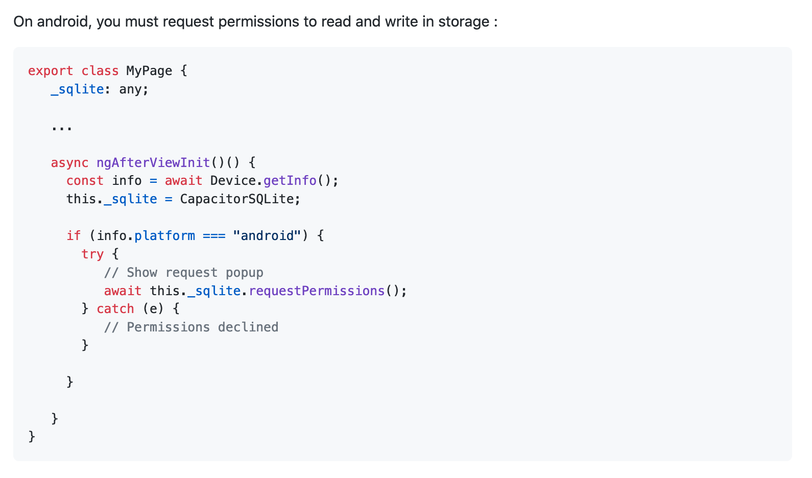 How handle storage permissions? - Capacitor - Ionic Forum