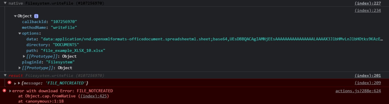 Error with write file capacitor FileSystem - Capacitor - Ionic Forum