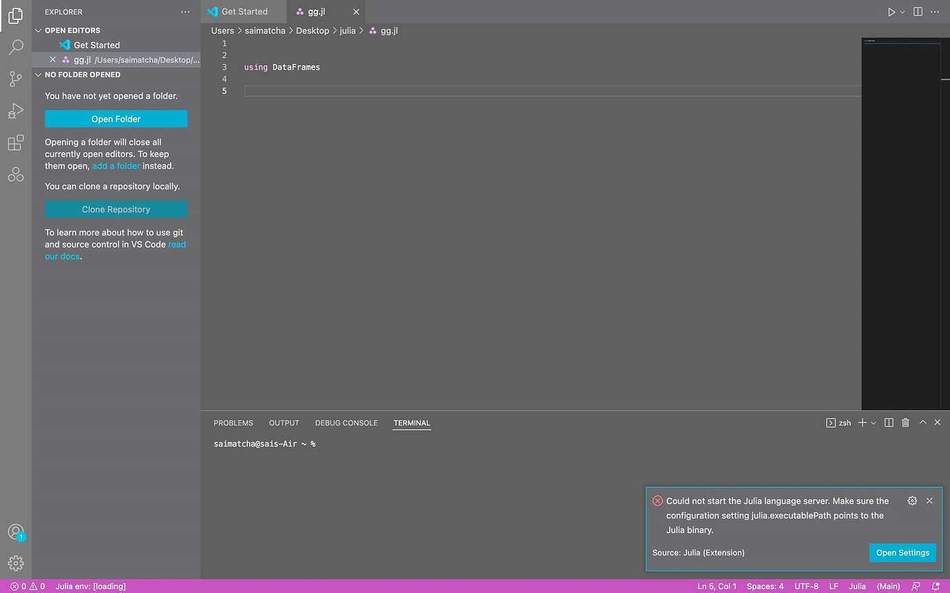 I am not able to use julia in vscode - VS Code - Julia Programming Language