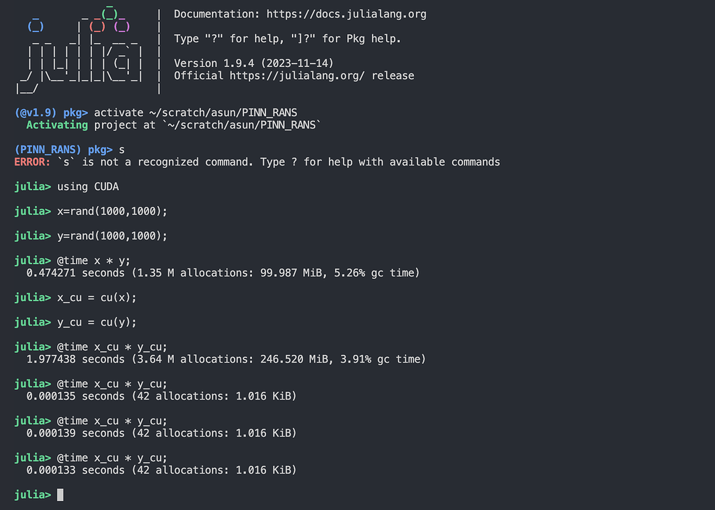 Perplexing behavior when computing the matmul smoke test on GPU in ... Perplexing behavior when computing the matmul smoke test on GPU in ...