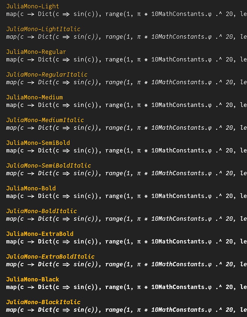 JuliaMono Italics - Community - Julia Programming Language