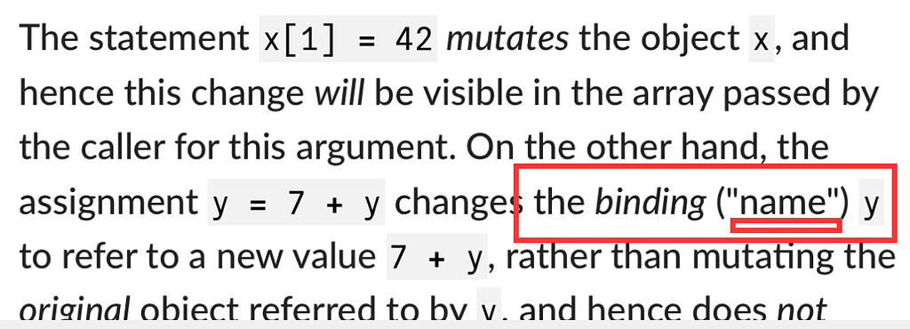 Function argument, binding, name, assignment, mutation - New to Julia - Julia Programming Language