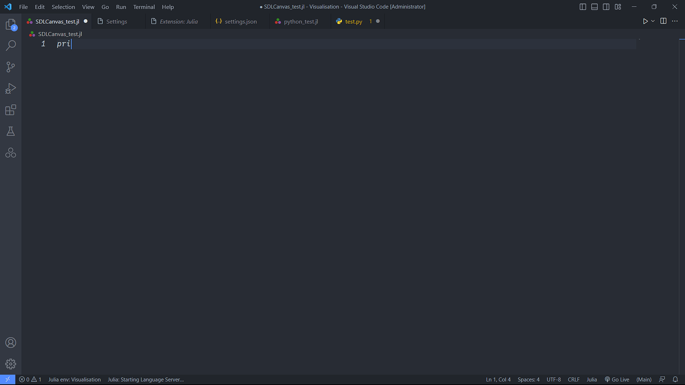 Julia autocompletion not working in VSCode - General Usage - Julia Programming Language