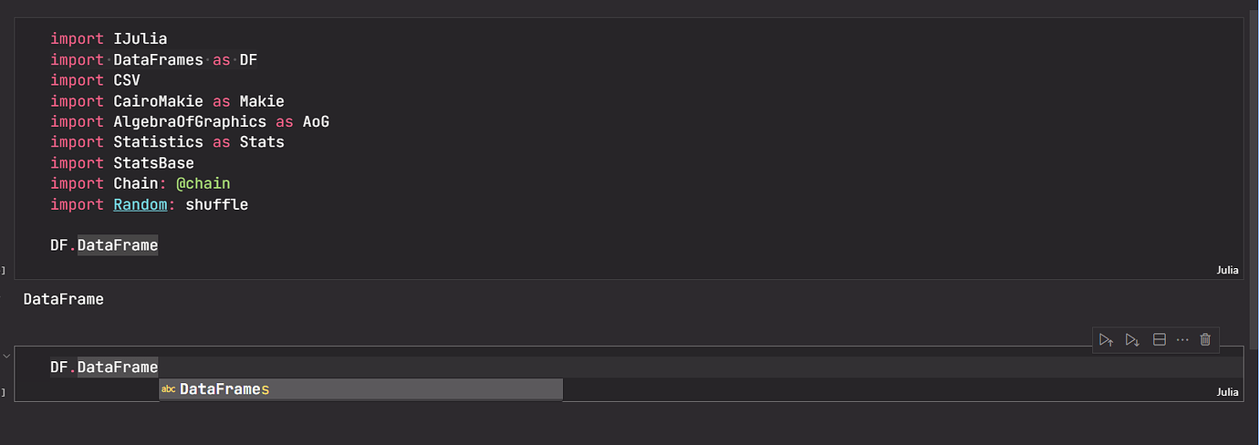 VSCode package autocompletion doesnt work if package is not declared in that cell - VS Code ...