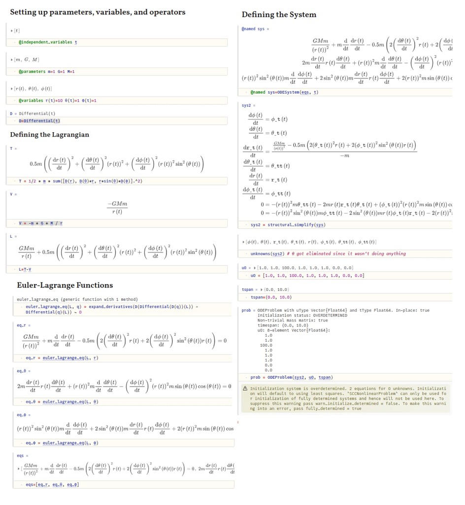Symbolics & MTK Pipeline - Lagrangians - Modelling & Simulations - Julia Programming Language