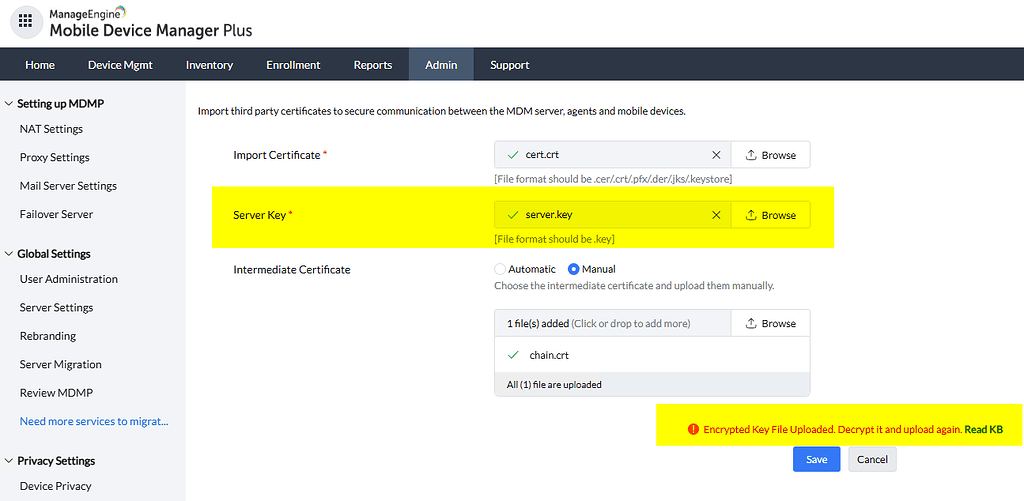 Encrypted Key File Uploaded. Decrypt it and upload again - Help - Let's ...