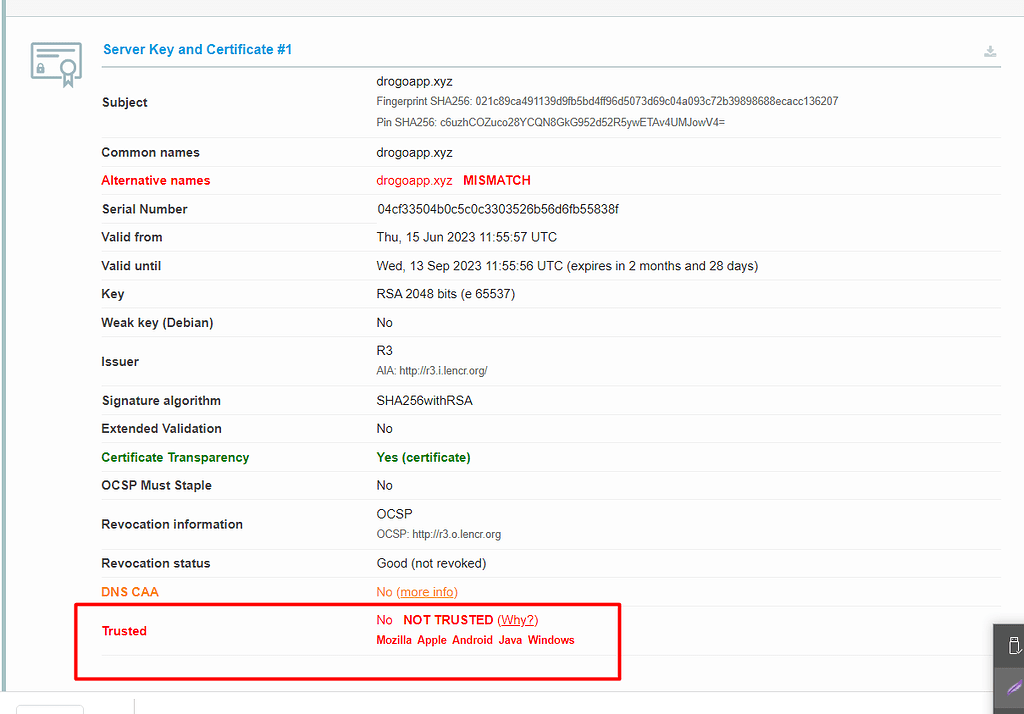 Certificate Is Not Trusted Node Js Express Letsencrypt Cannot Connect From Android App Client