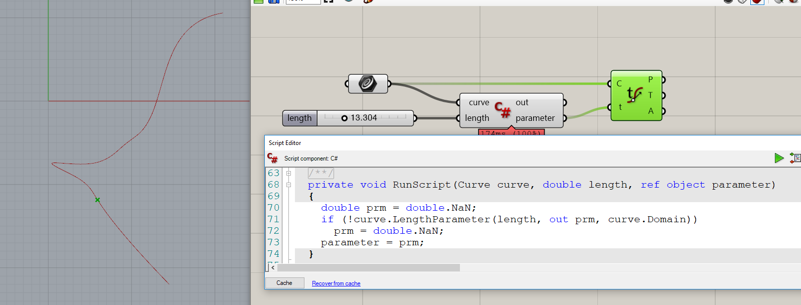 Point on curve at distance from start - Grasshopper - McNeel Forum