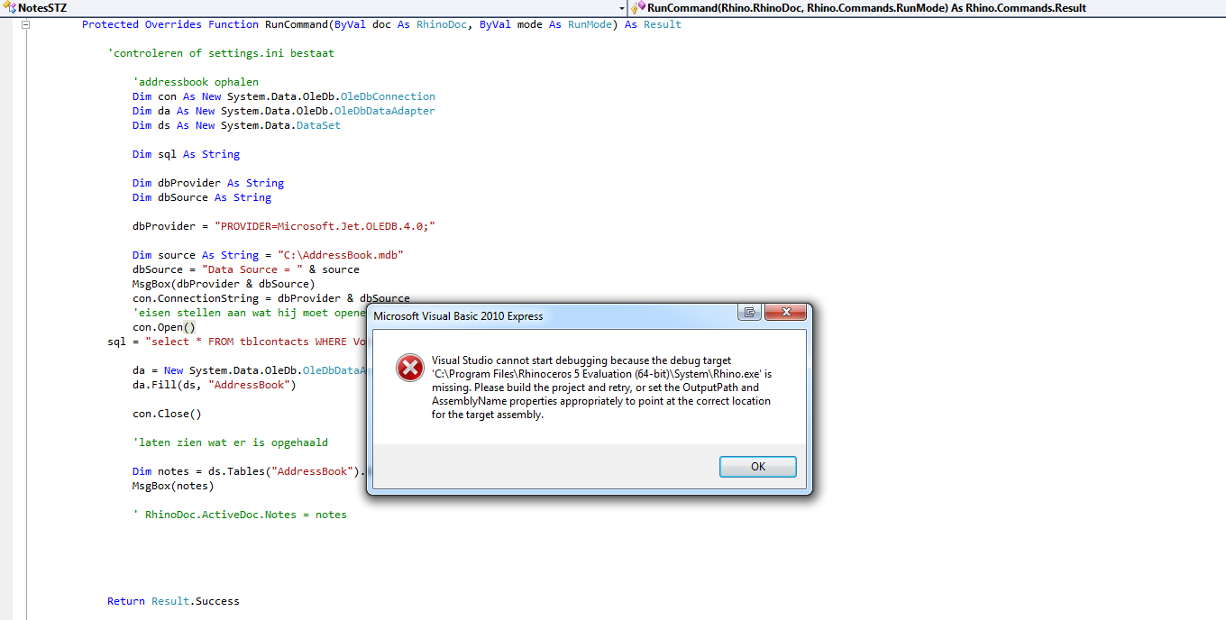 OleDb.OleDbConnection - Rhino Developer - McNeel Forum