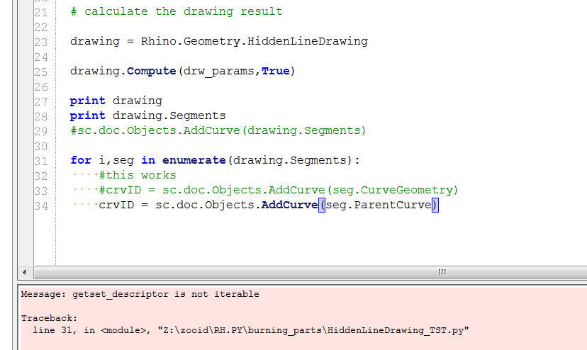 [python] Usage of HiddenLineDrawing class example? - Scripting - McNeel Forum