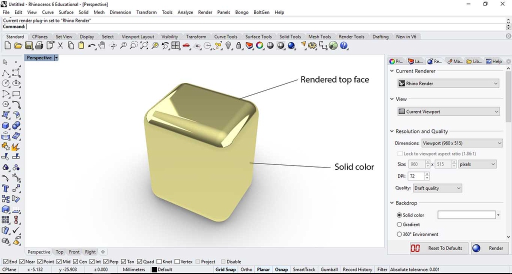 Partially rendered object in rhino - Rhino for Windows - McNeel Forum