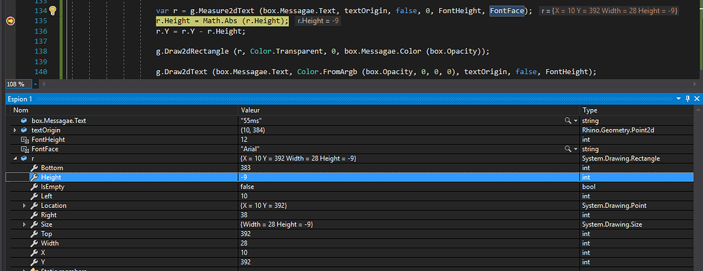 `DisplayPipeline.Measure2dText` returns a negative height value - Rhino ...